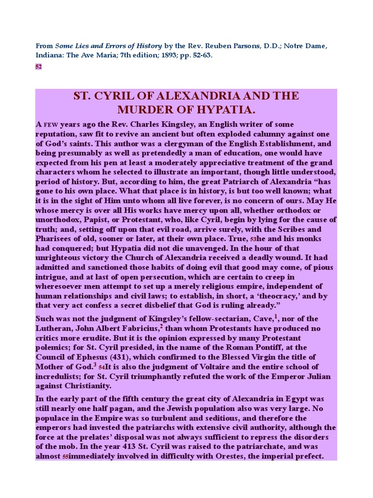 St. Cyril of Alexandria and The Murder of Hypatia | PDF | Mary, Mother ...