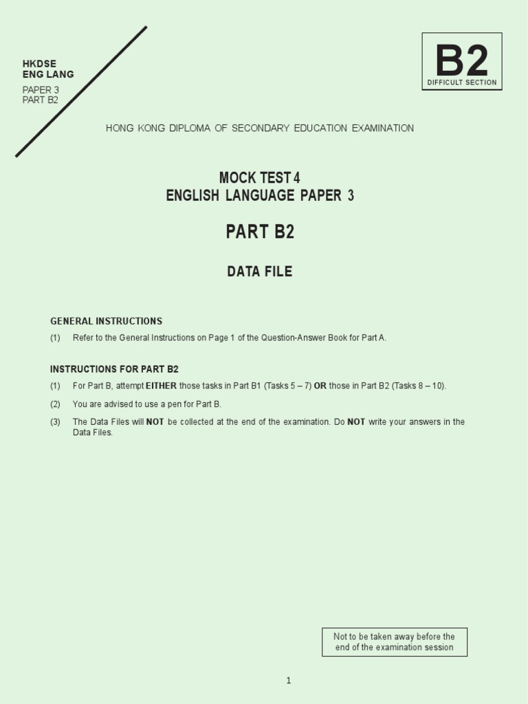 Part B2: Mock Test 4 English Language Paper 3 | PDF