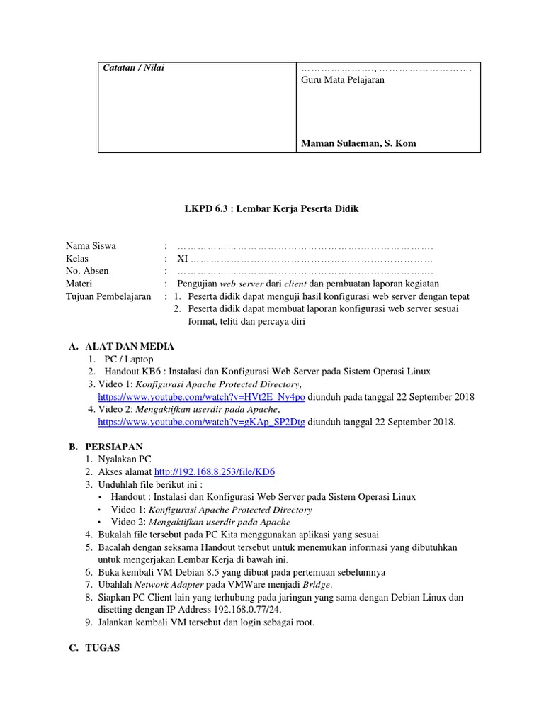 Handout & Jobsheet Administrasi Sistem Jaringan (Web Server) - 1 | PDF