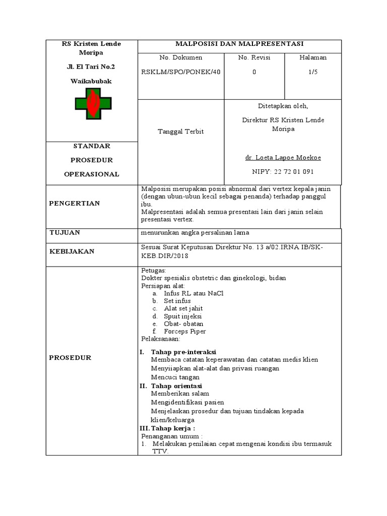 Prosedur Malposisi & Malpresentasi | PDF