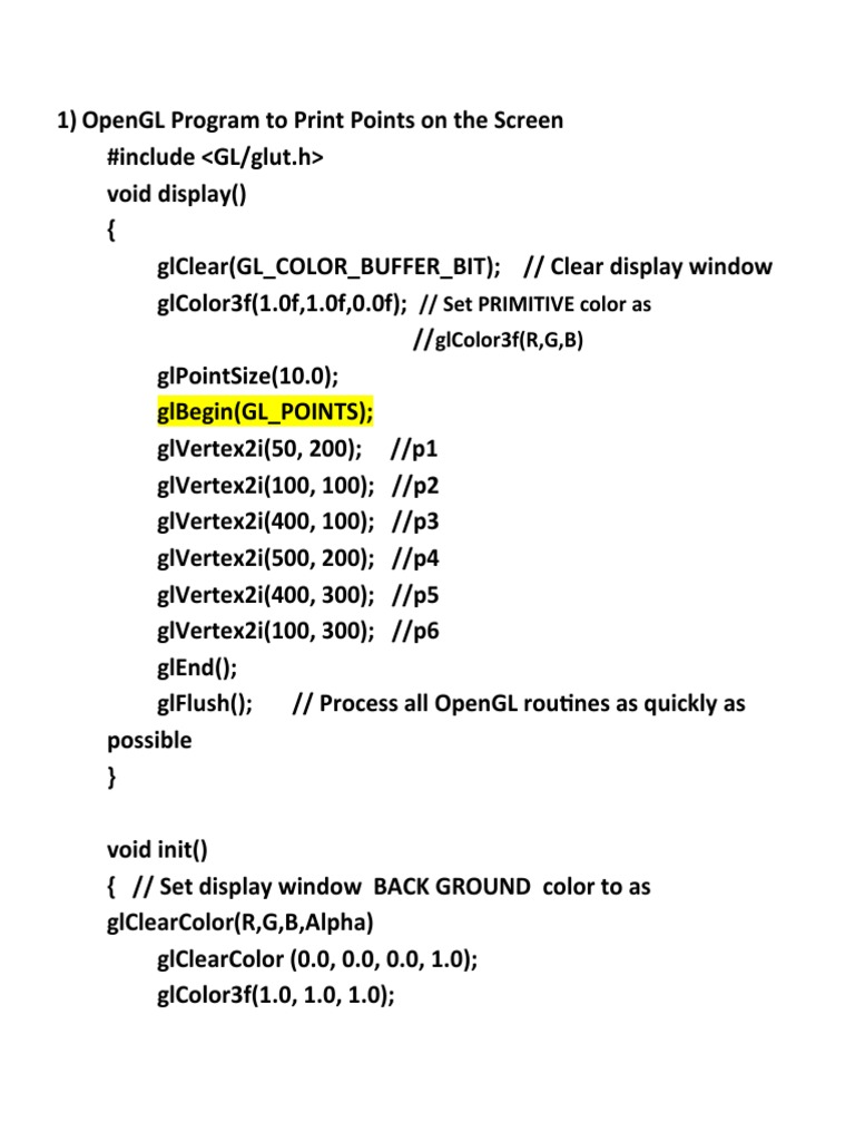 Set Primitive Color As Glcolor3F (R, G, B) | PDF | Software | Software ...