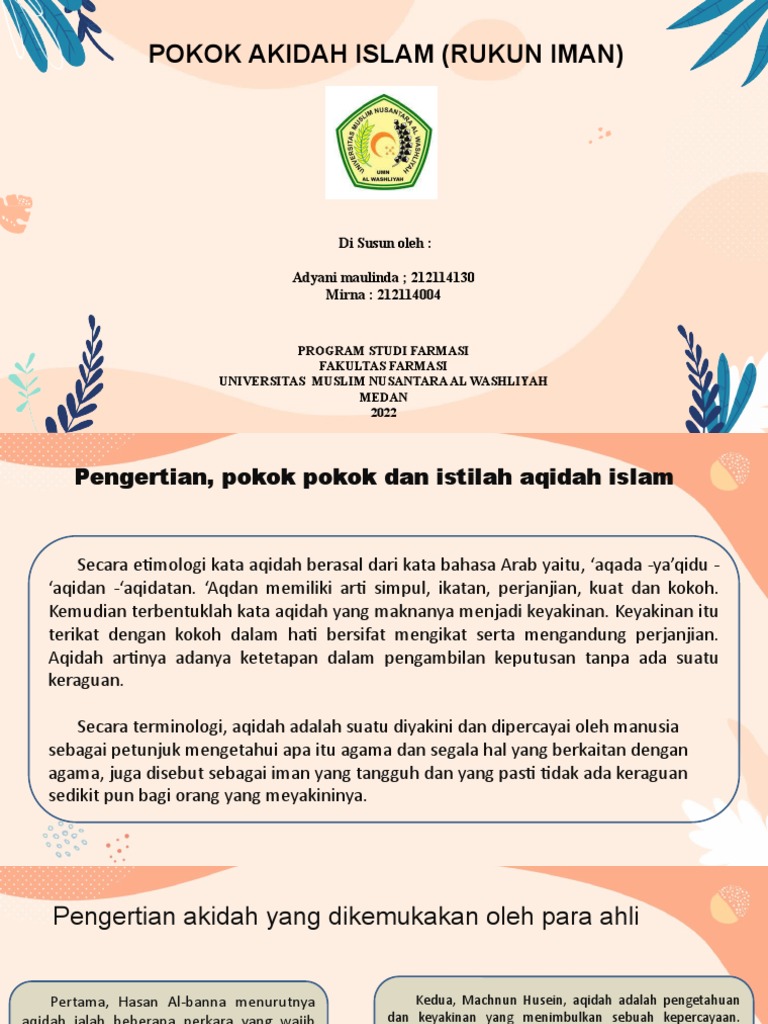 Pokok-Pokok Aqidah Islam dan Fungsinya | PDF