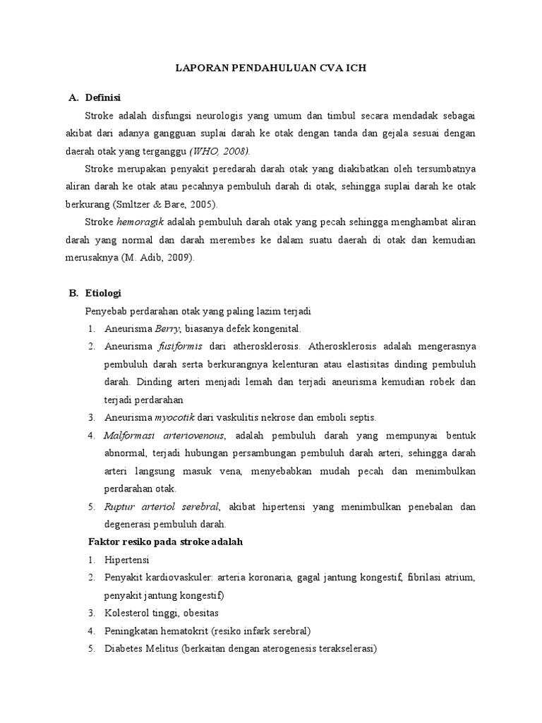 Laporan Pendahuluan Cva Ich | PDF