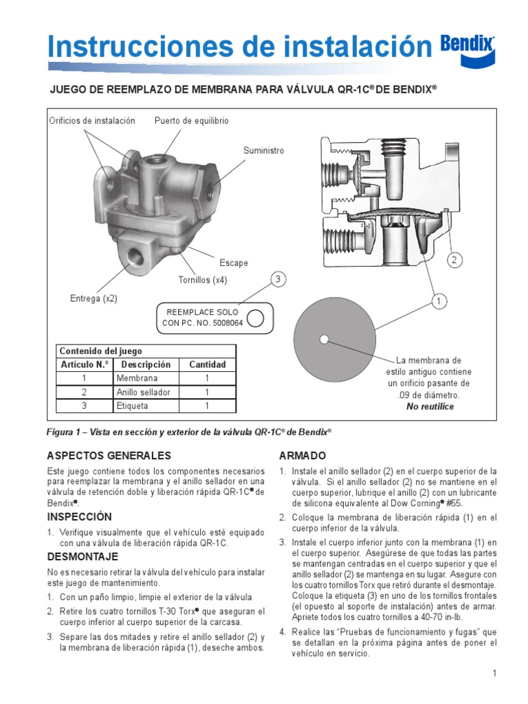Valvula QR 1C | PDF | Control de tráfico aéreo | Tornillo