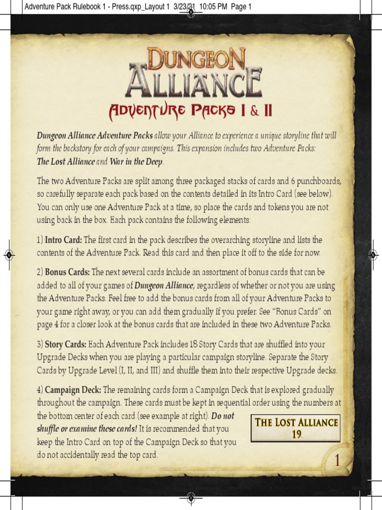 Adventure Rulebook 1-2 | PDF | Playing Cards | Gaming Devices
