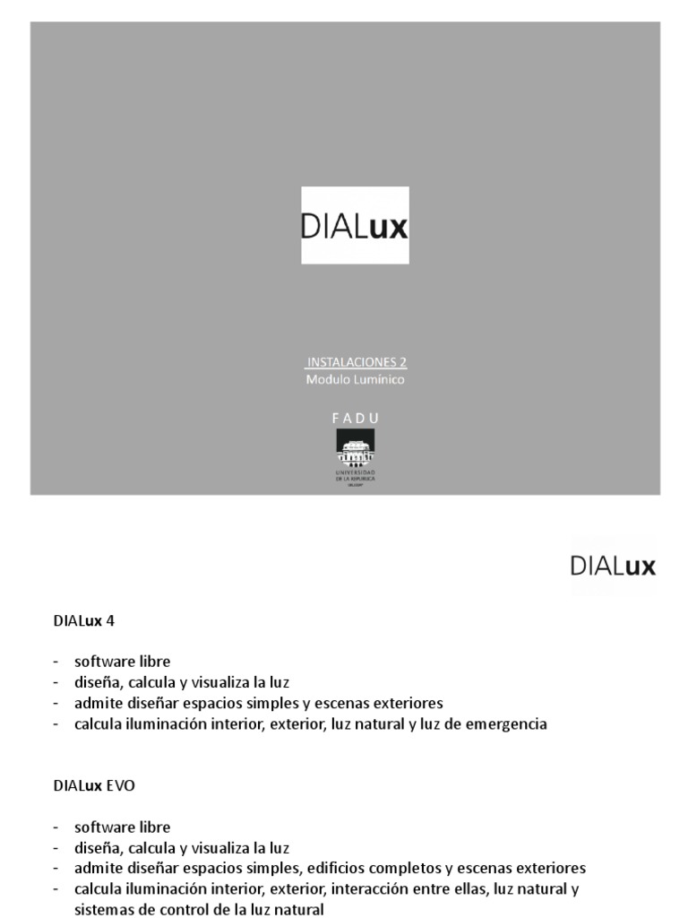 Clase Nº8 - Artificial - Dialux - 2022 - EVO | PDF | Encendiendo | Uso eficiente de energía