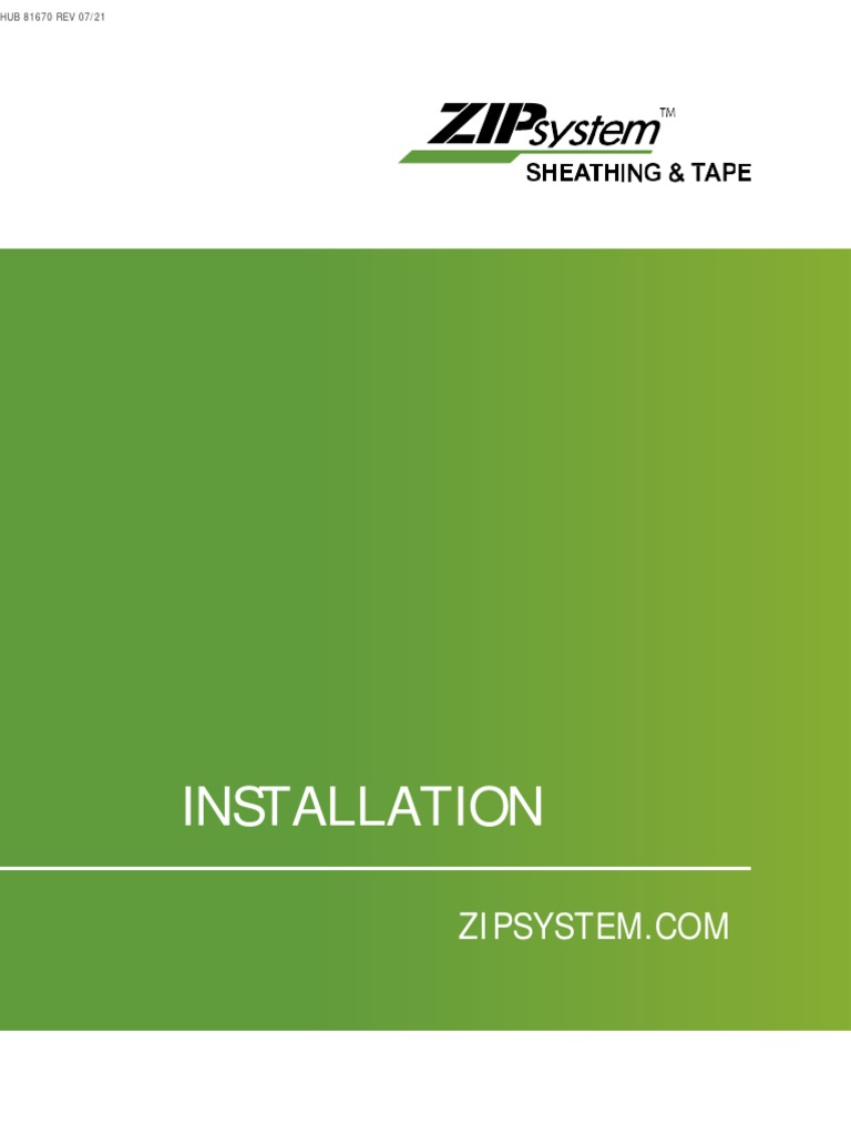 Installation Manual ZIP System Sheathing Wall and Roof 2021 07-12 ...