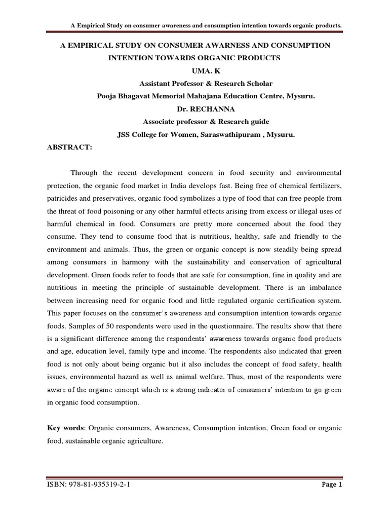 ISBN 2 A Empirical Study On Consumer Awareness and Consumption ...