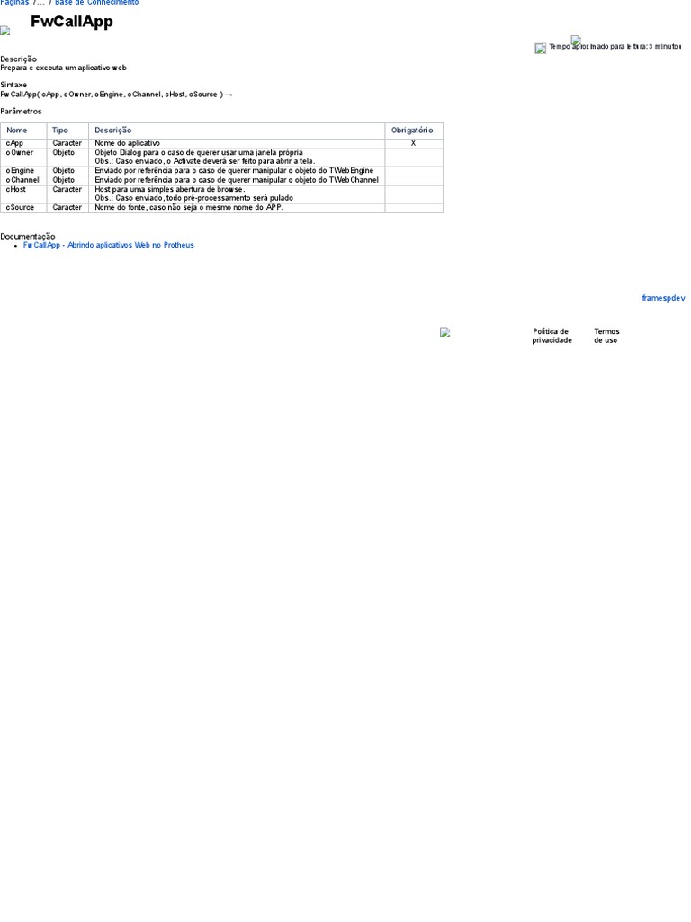 FwCallApp - Frameworksp - TDN | PDF