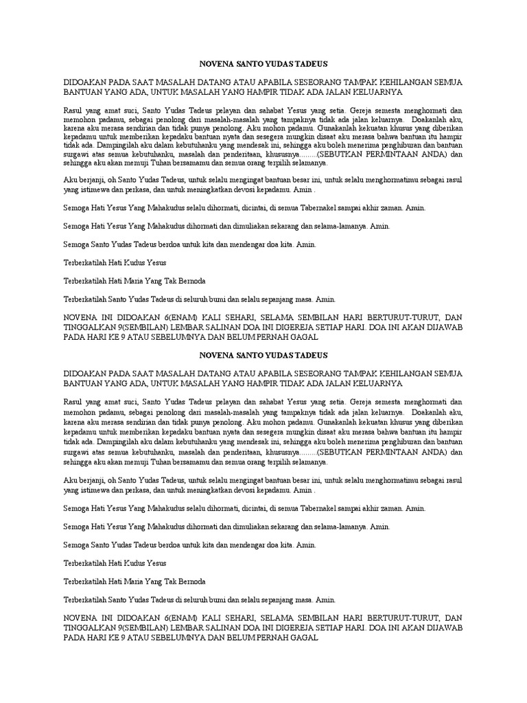 Novena Santo Yudas Tadeus | PDF