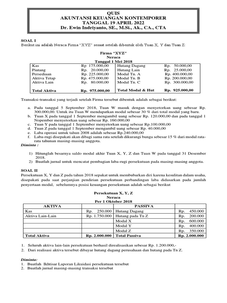 Quis Akuntansi Keuangan Kontemporer | PDF