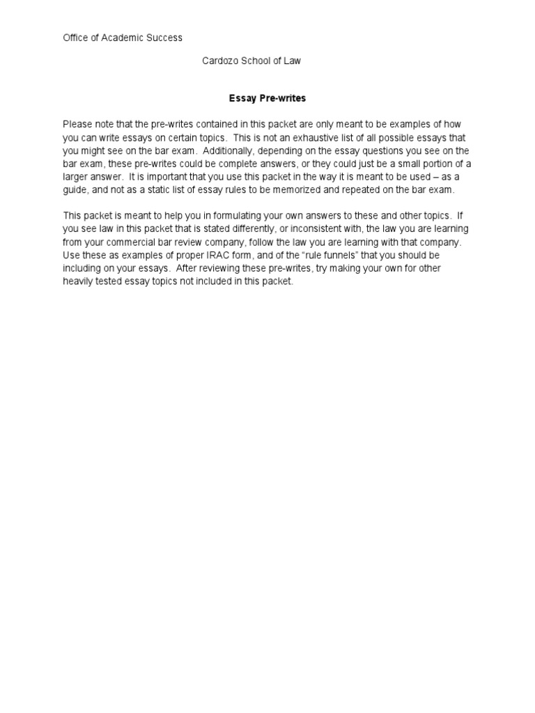 Prewrite Packet | PDF | Negligence | Hearsay