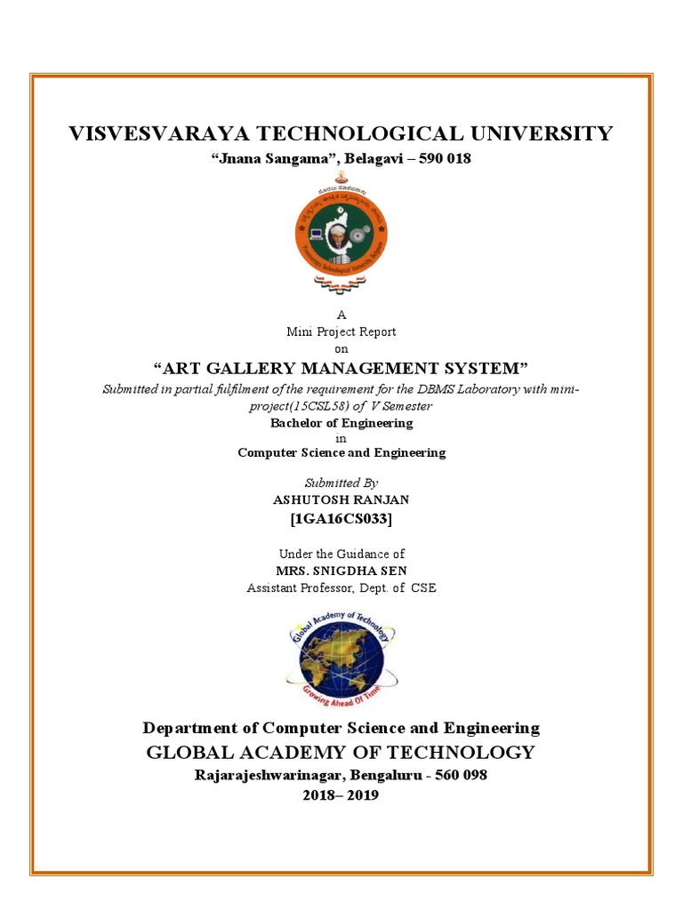 Visvesvaraya Technological University: "Art Gallery Management System ...