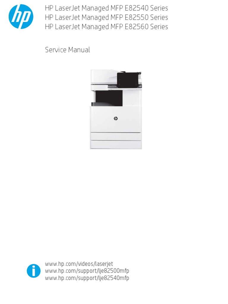 HP LJ Managed MFP E82540 82550 82560 Series Service Manual | PDF ...