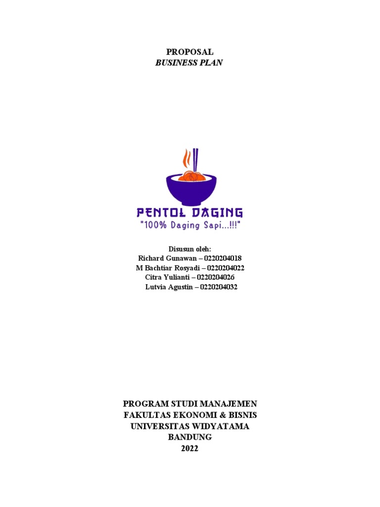 Proposal Business Plan (Kelompok 5) - Tugas 11 | PDF