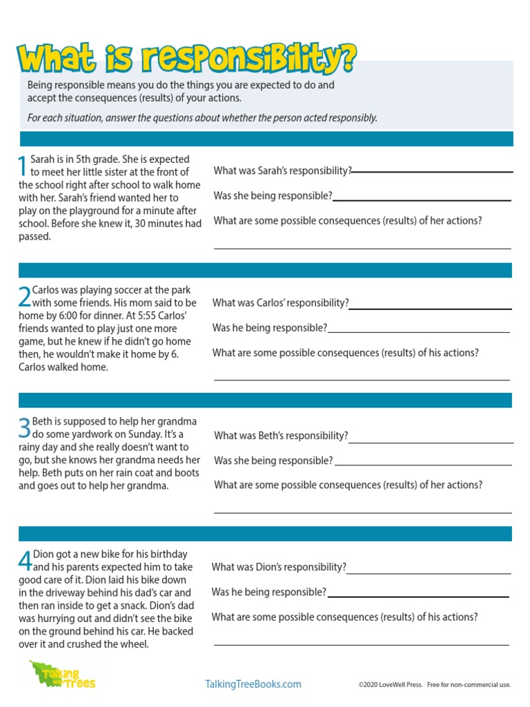 Sel Worksheet What Is Responsibility | PDF