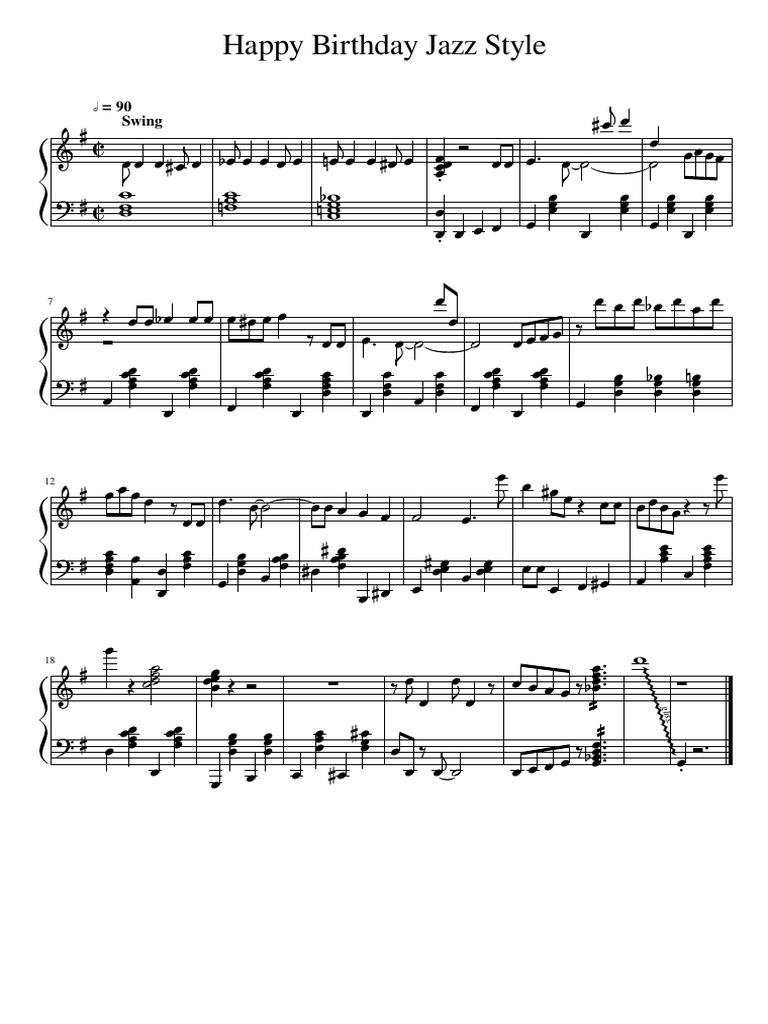 Happy Birthday Jazzy Style | PDF | Jazz | American Popular Music