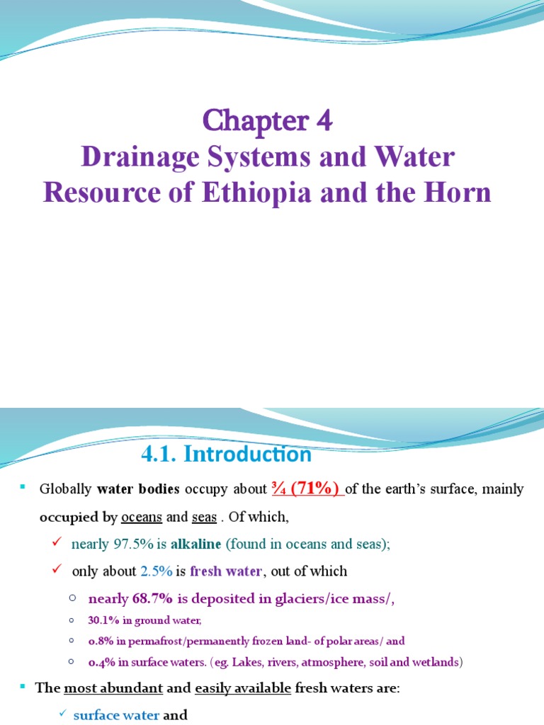 Chapter 4 DRAINAGE SYSTEMS AND WATER RESOURCES OF ETHIOPIA | PDF ...