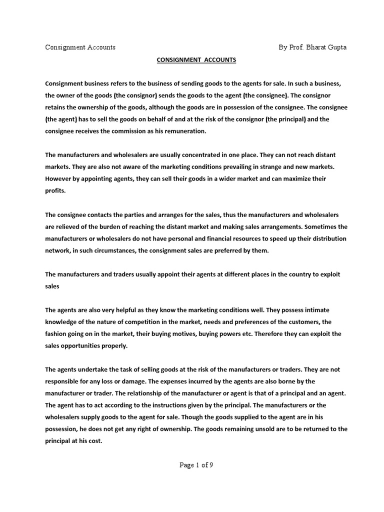 Understanding Consignment Accounts | PDF | Expense | Sales