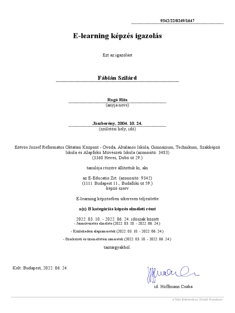 TrainingCertificate 9342-22-0249 1647 | PDF