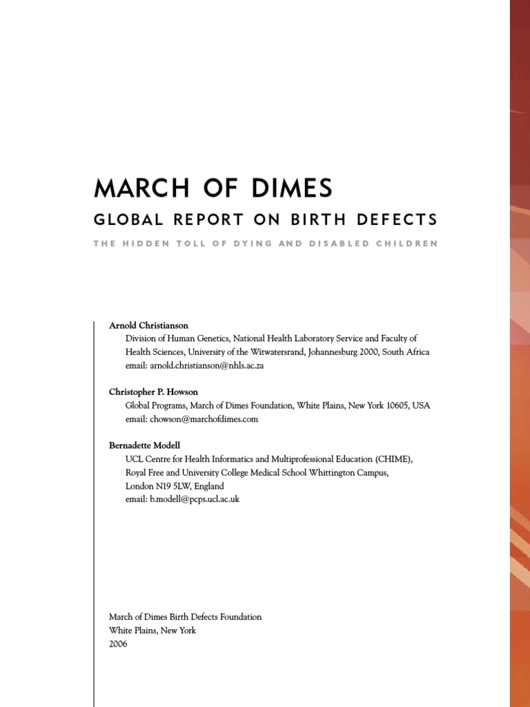 Global Report of Birth Defect | PDF | Infant Mortality | Medical ...