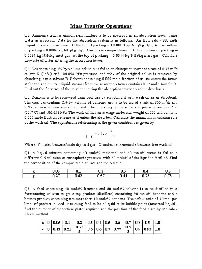 MTO Assignment | PDF | Distillation | Chemical Engineering