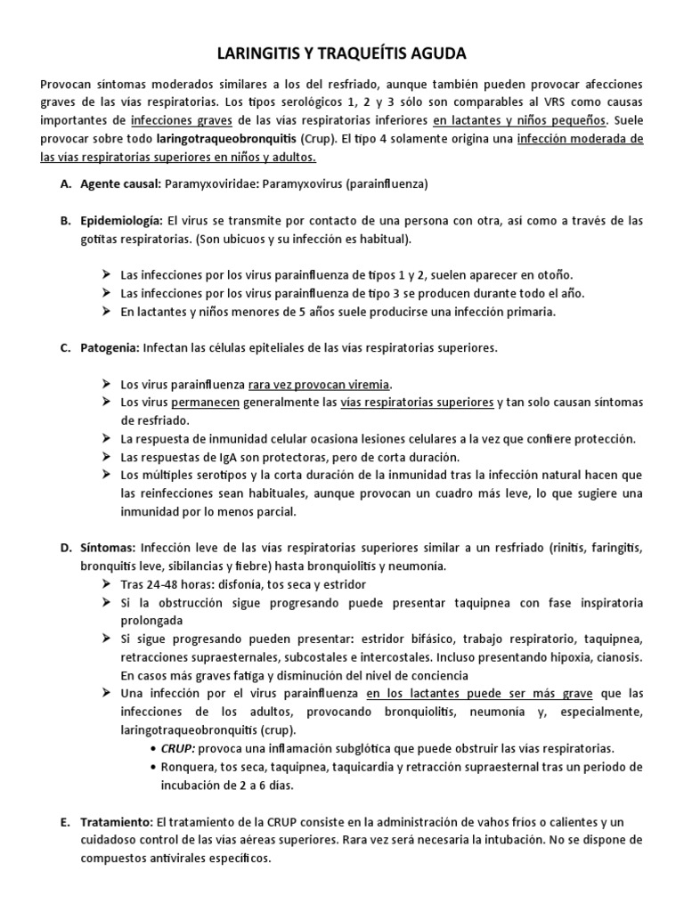 Laringitis y Traqueítis Agudas | PDF | Resfriado comun | Medicina