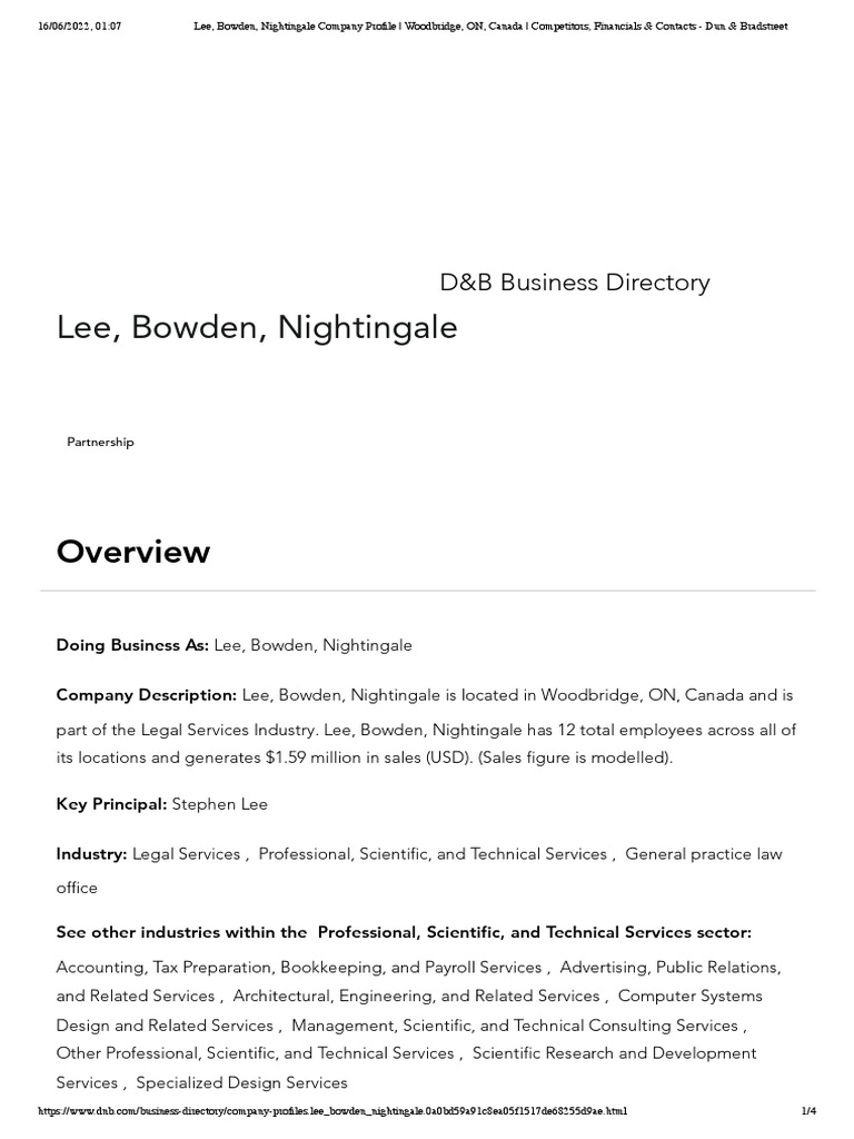 Lee, Bowden, Nightingale Company Profile - Woodbridge, ON, Canada ...
