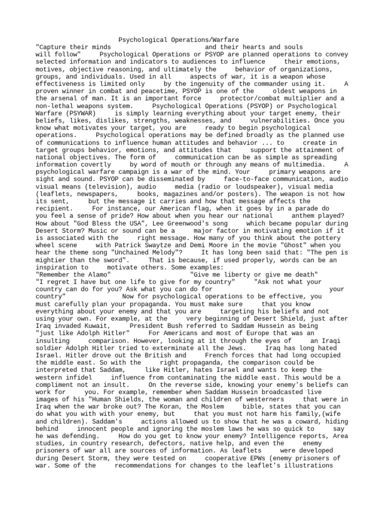History of PSYOP | PDF | Gulf War | Propaganda