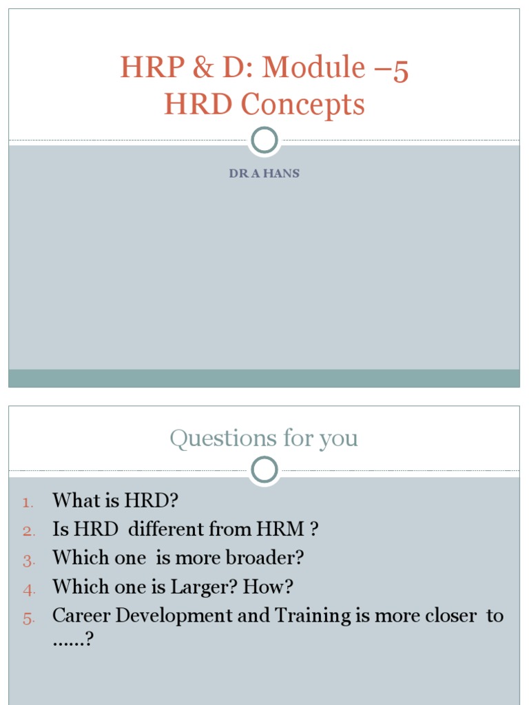HRP & D - HRD Concept - Module 5 | PDF | Performance Appraisal | Human ...