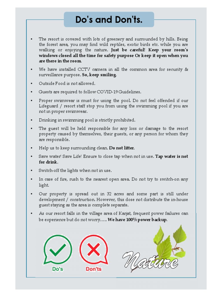 Resorts Rules | PDF | Swimming Pool | Swimming