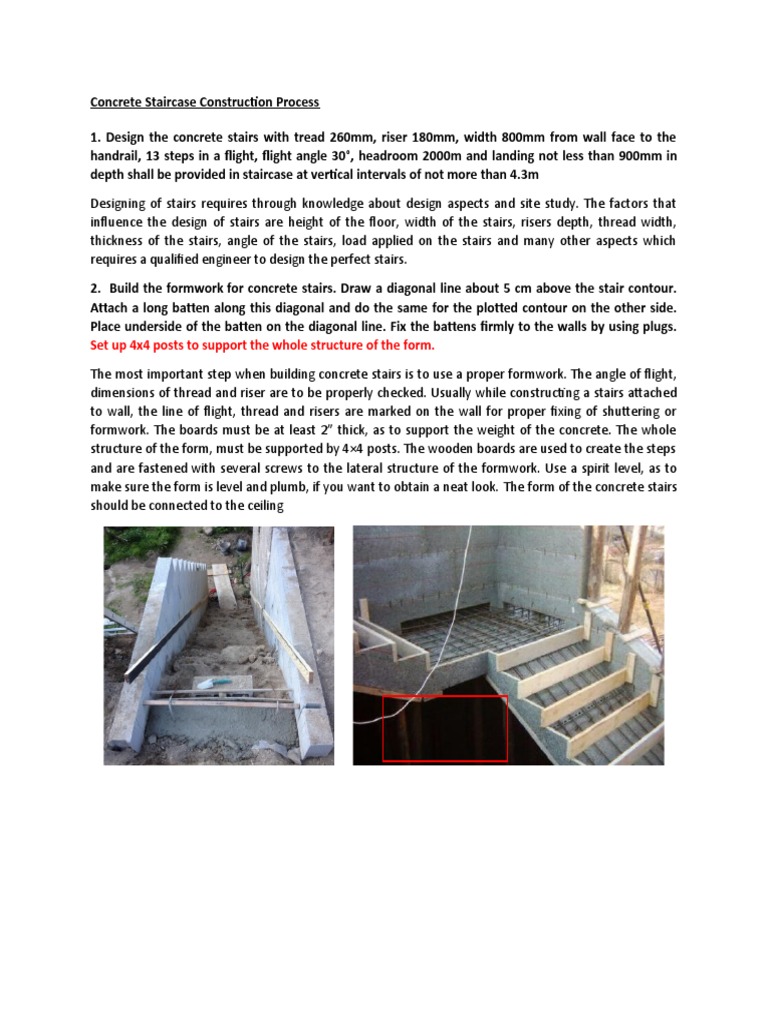 Stairs Construction Process | PDF | Stairs | Concrete