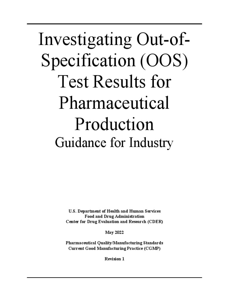 FDA OOS Guideline Out of Specification | PDF | Outlier | Statistics