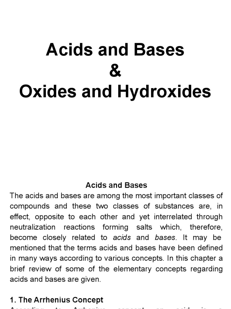 Acids and Bases & Oxides and Hydroxides | PDF | Hydroxide | Oxide