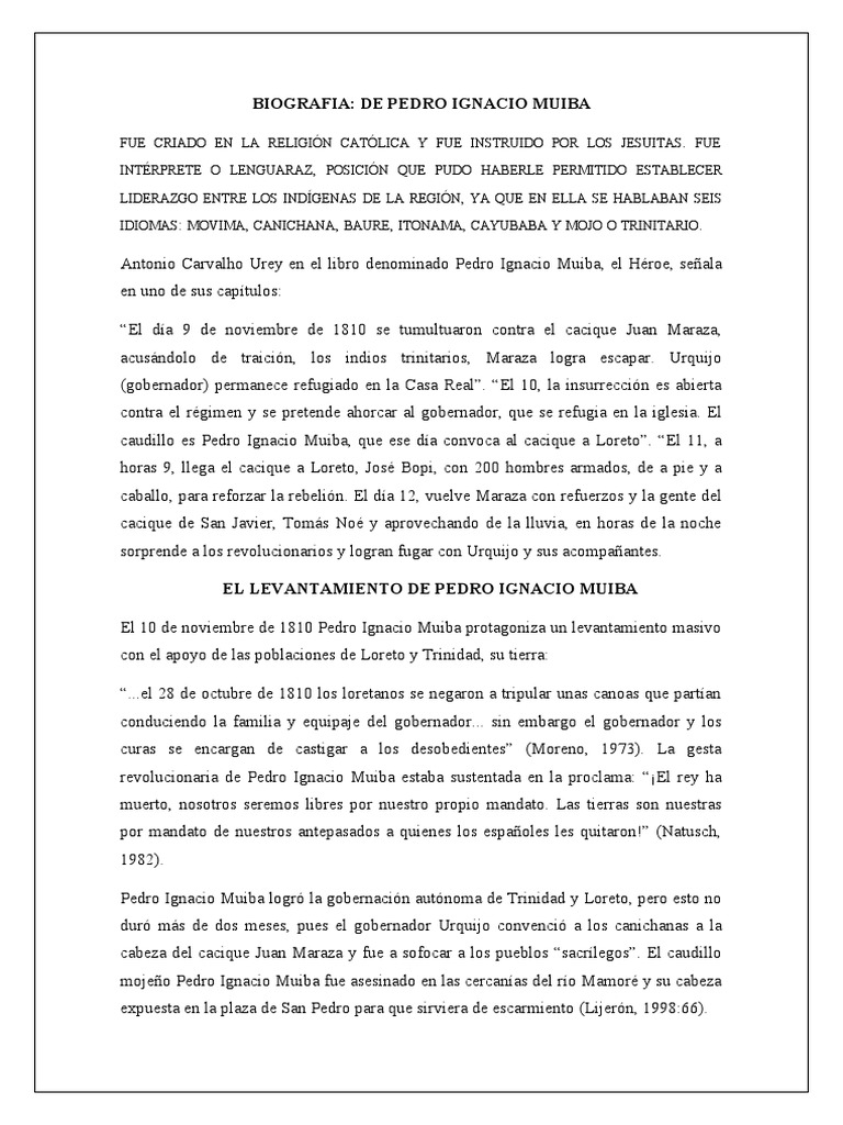 Biografía de Pedro Ignacio Muiba | PDF