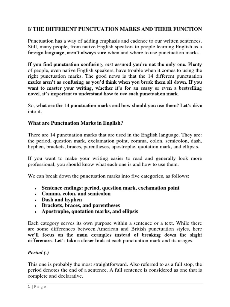 Punctuation Marks | Download Free PDF | Bracket | Punctuation