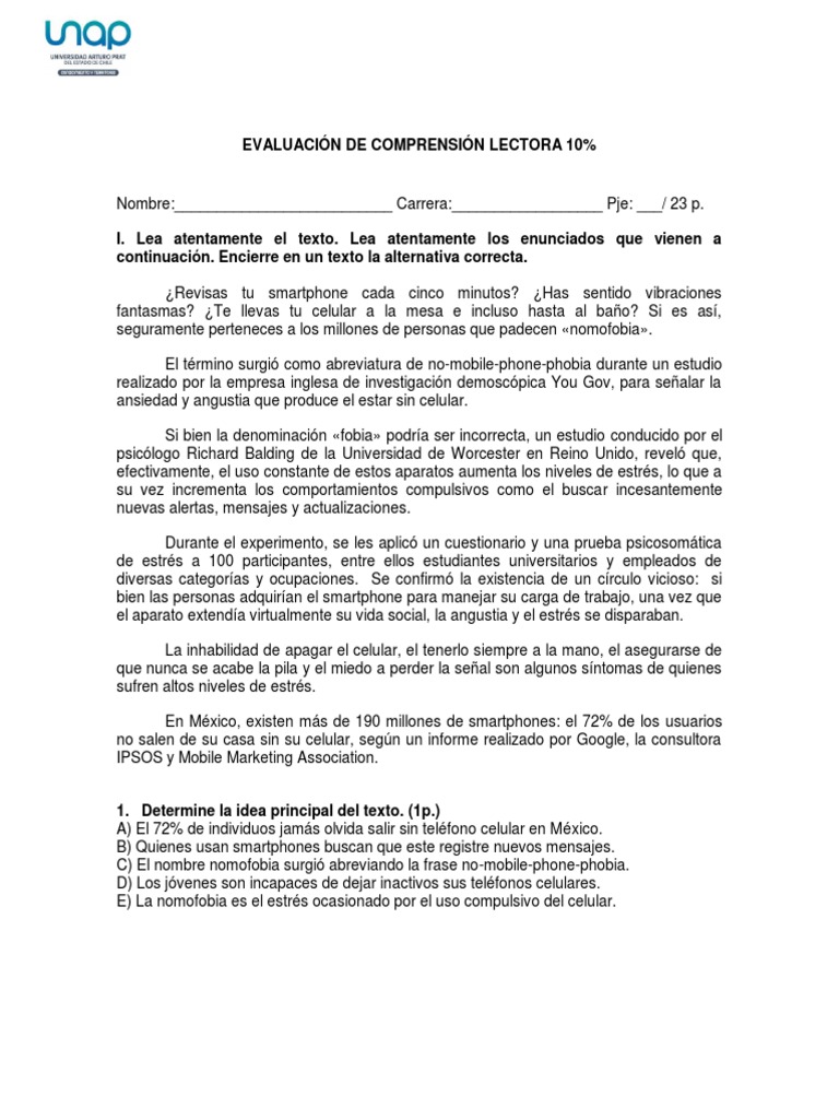Evaluación de Comprensión Lectora | PDF | Pseudociencia | Conocimiento