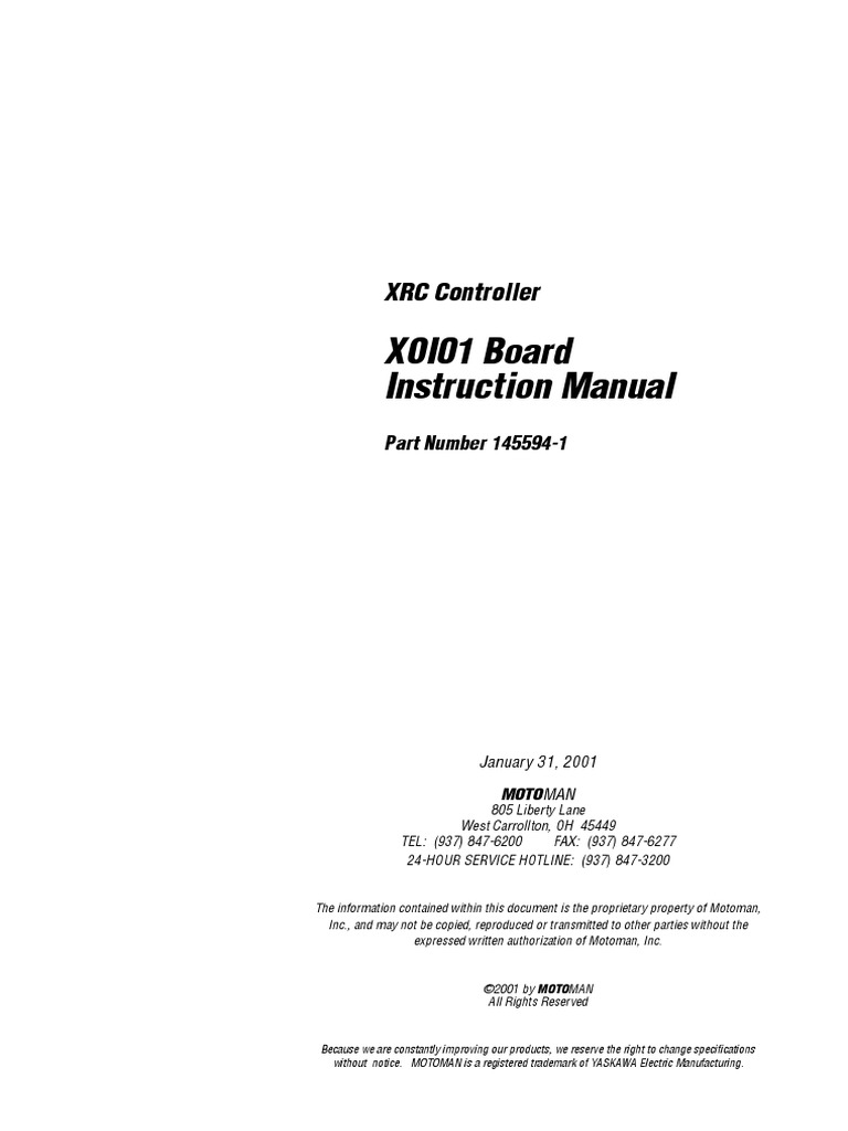 XOI01 Board Instruction Manual: XRC Controller | PDF | Safety | Robot
