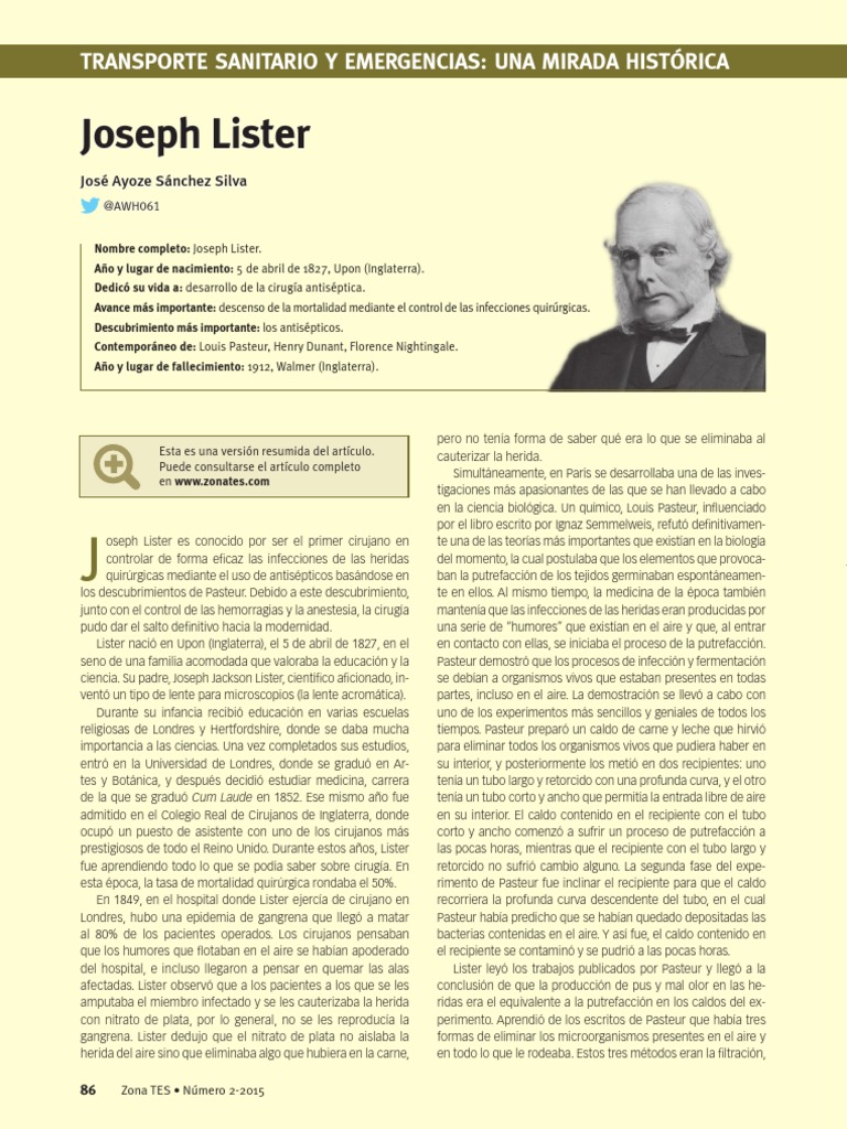 Joseph Lister | PDF | Luis Pasteur | Cirugía
