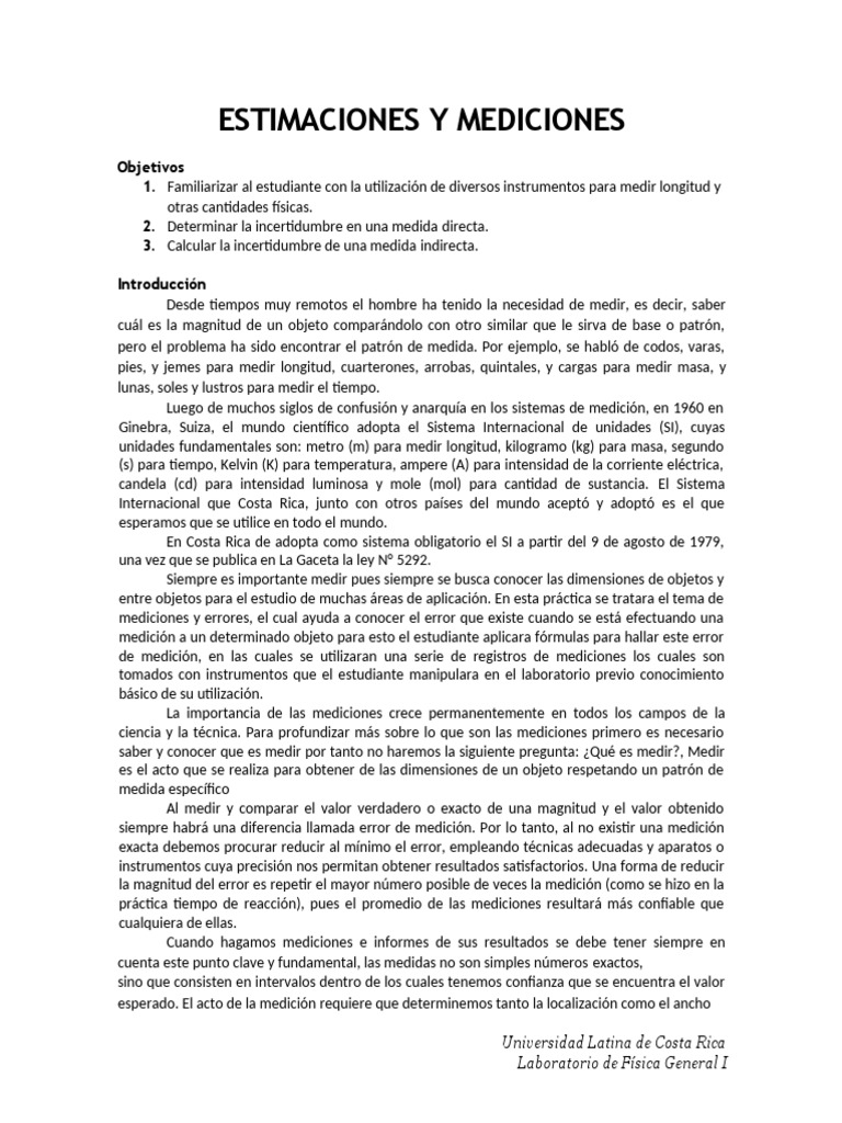 Práctica 2. Estimaciones y Mediciones | PDF | Medición | Incertidumbre