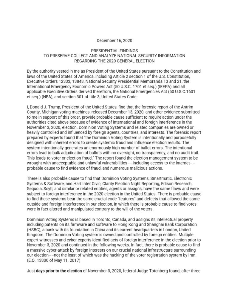 Draft Executive Order Dec 16 | PDF | Electoral Fraud | Elections