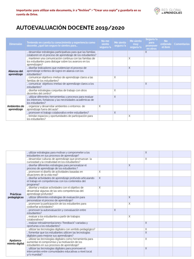 Autoevaluación Docente 2021 | PDF | Aprendizaje | Evaluación