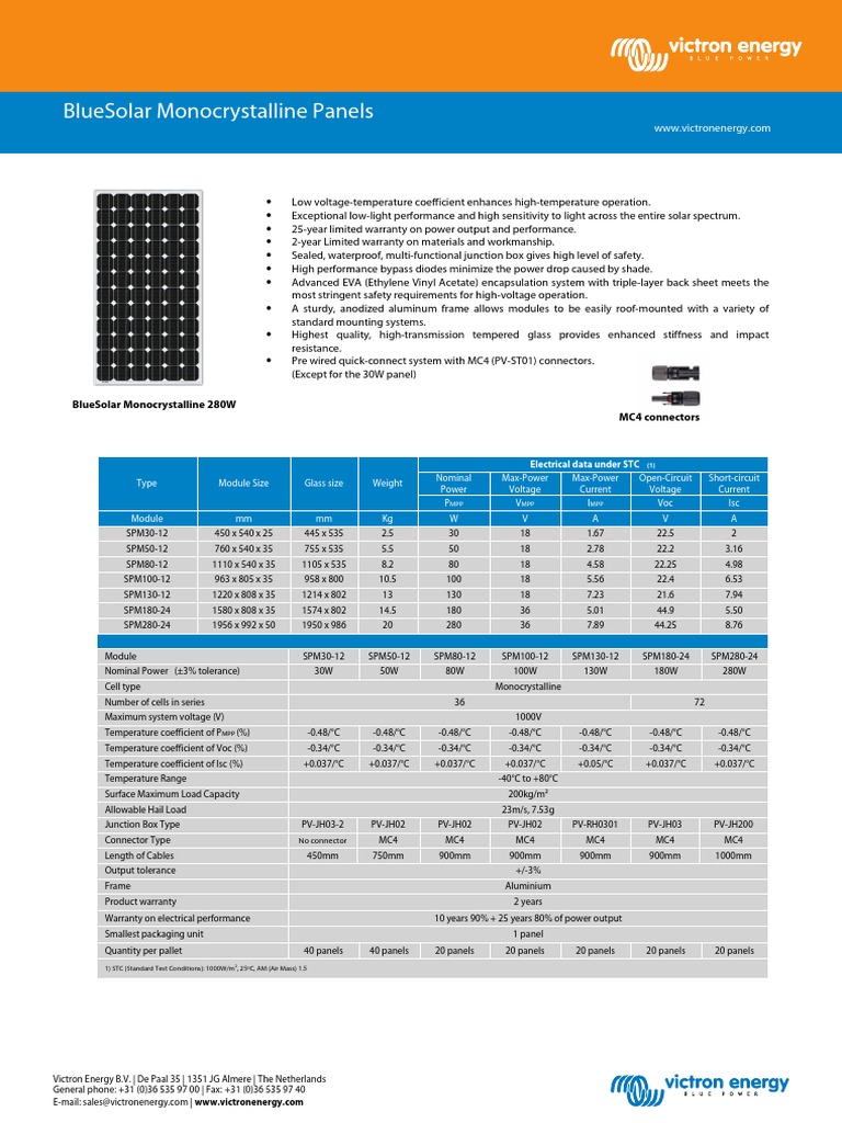 Datasheet - BlueSolar Monocrystalline Panels - Rev 06 - EN | PDF ...