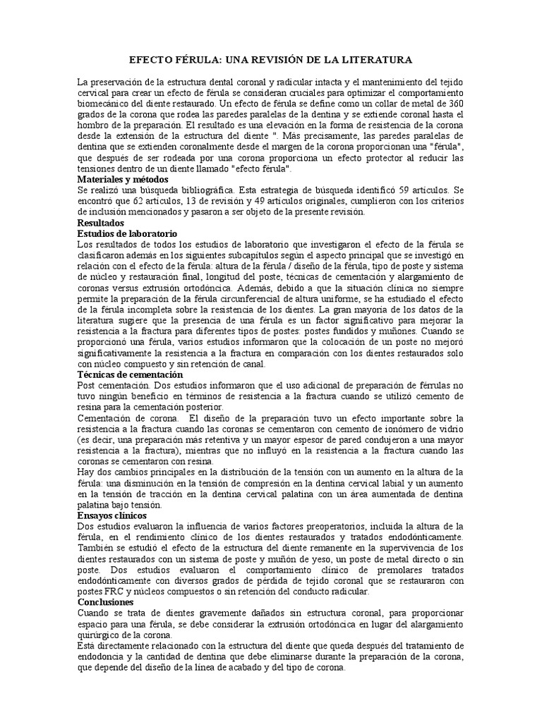 Efecto Férula | PDF | Fractura | Diente