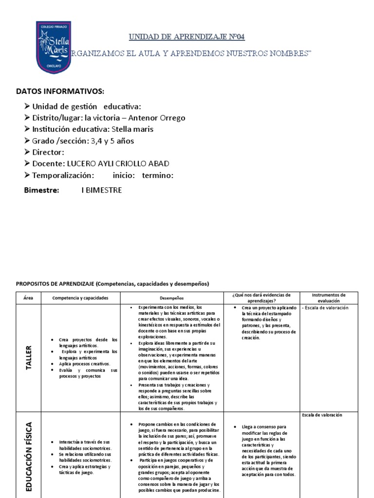 Unidad de Aprendizaje N3 Inicial | PDF | Aprendizaje | Ciencia cognitiva