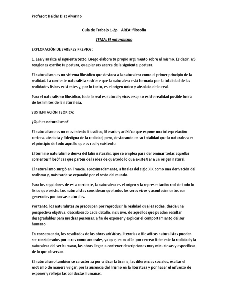 Una guía sobre el naturalismo filosófico y literario | PDF ...