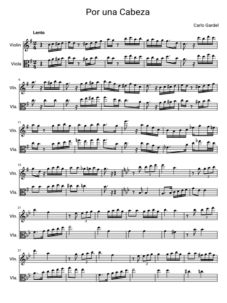 Tango Por Una Cabeza Violin Viola | PDF | Tango | Uruguayan Music