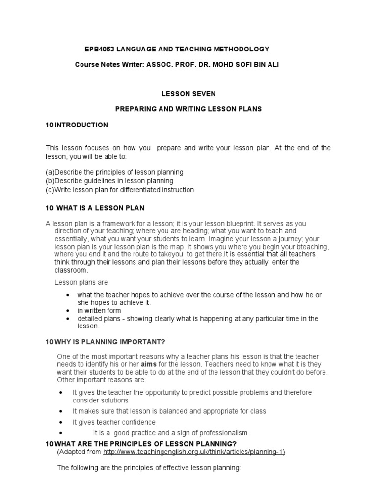 Lesson 7 Lesson Plans Revised-070311 - 020705 | PDF | Lesson Plan ...