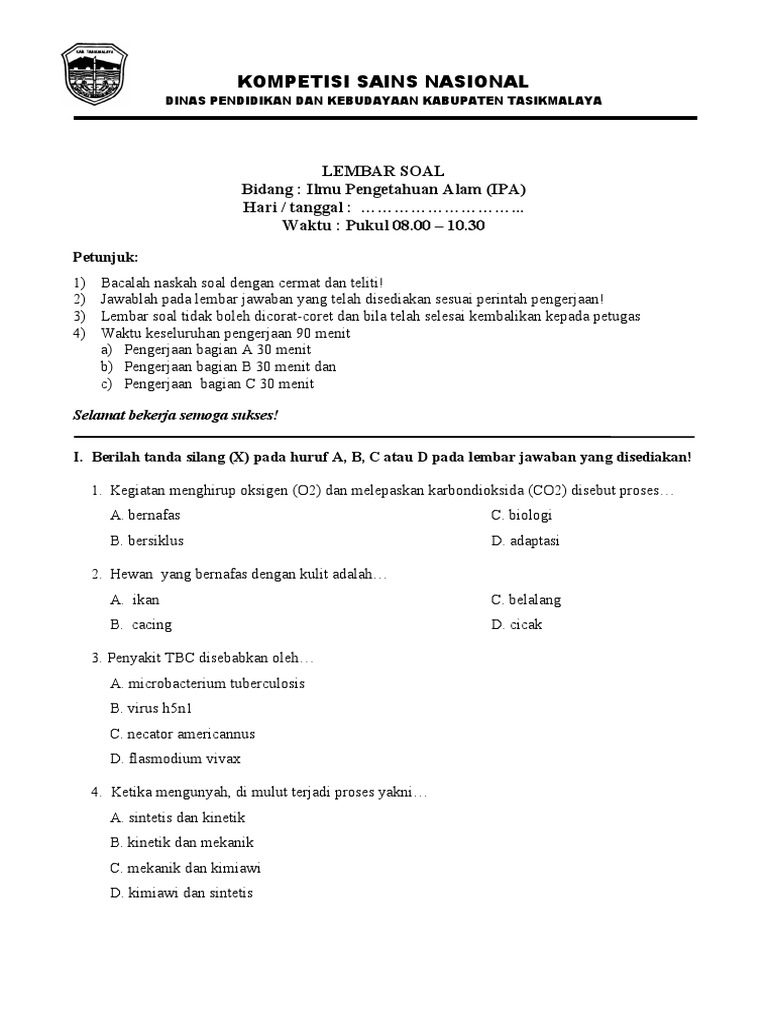 Soal KSN Ipa 1 | PDF