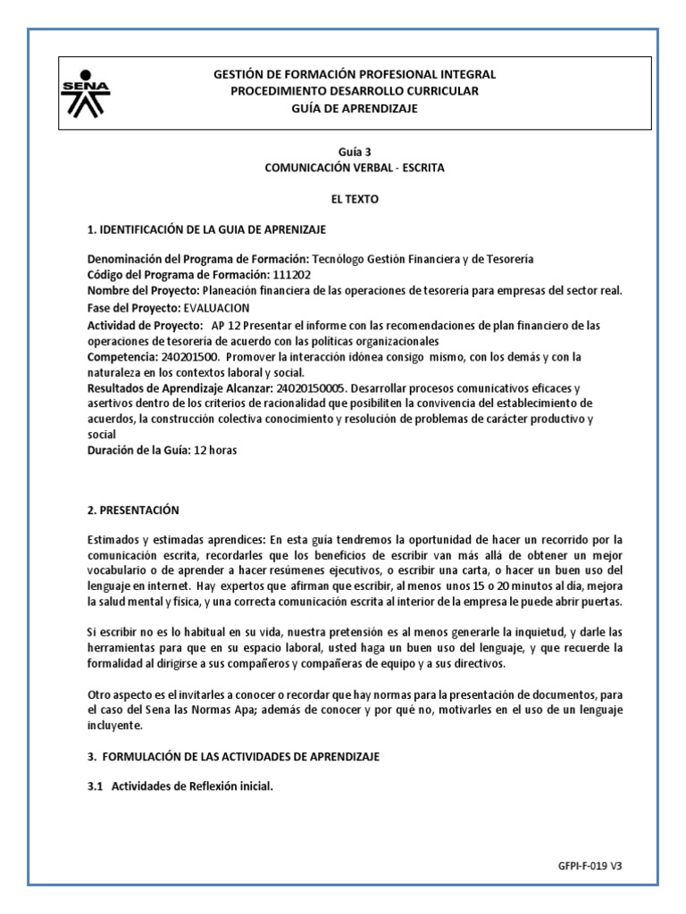 Guía 3. Comunicación Verbal Escrita - El Texto | PDF | Comunicación ...
